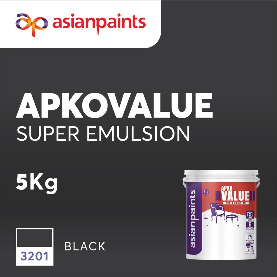 Jual Cat Tembok Interior & Plafon ASIAN PAINT APKO Value Warna Hitam ...