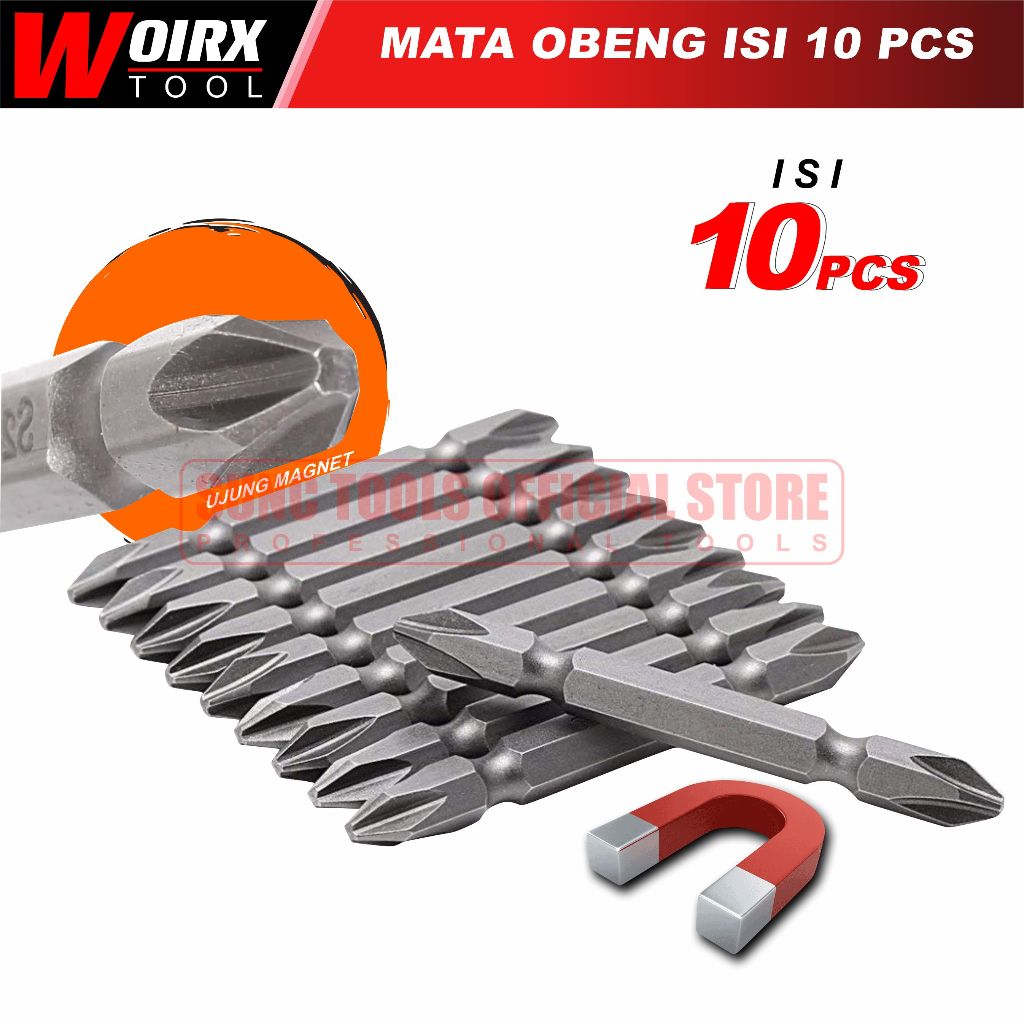 Jual WOIRX TOOL Mata Obeng Set 10 Pcs Screwdriver Bits PH2 X 65mm ...