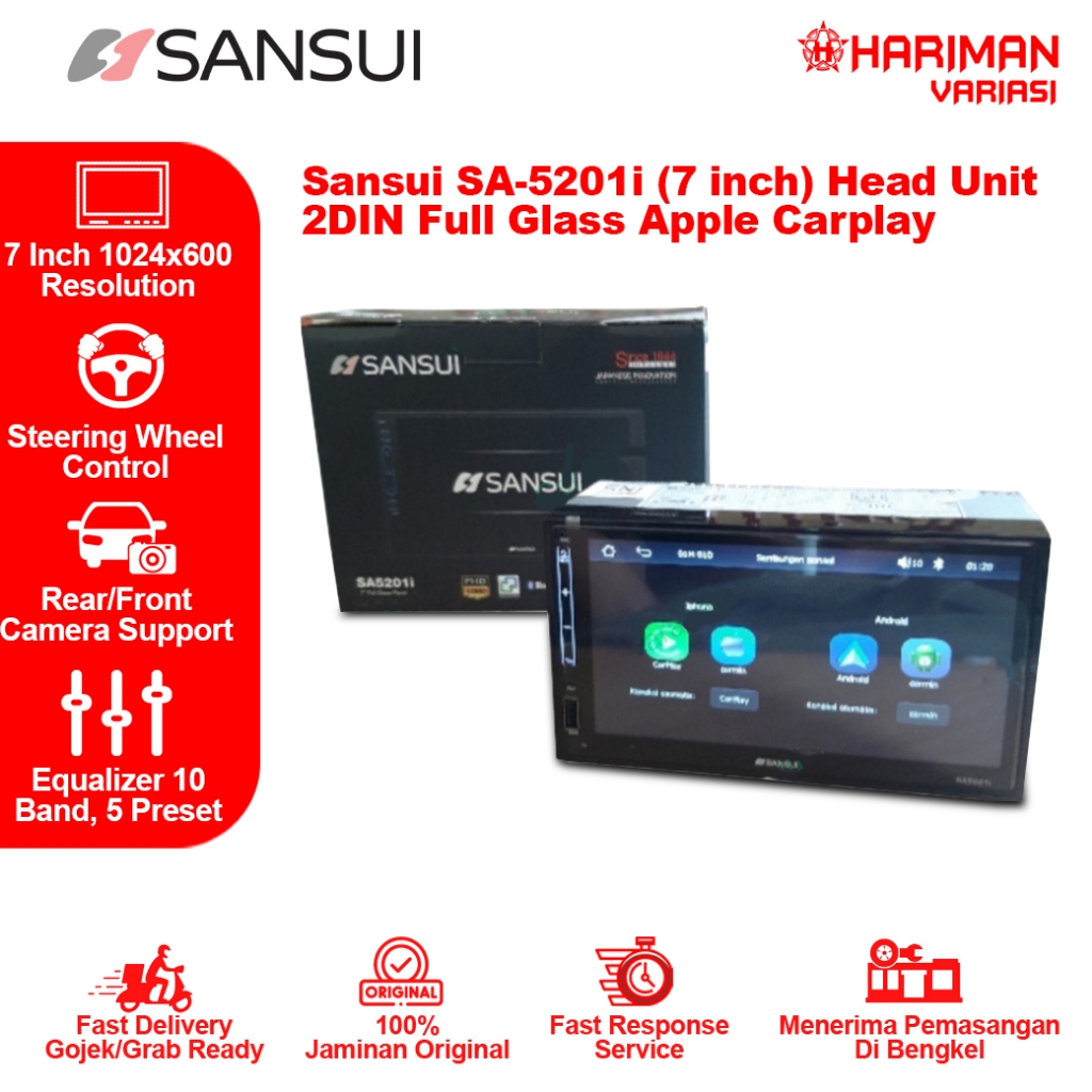 Jual Head Unit Sansui SA5201i Apple Car Play Deckless IOS | Shopee ...