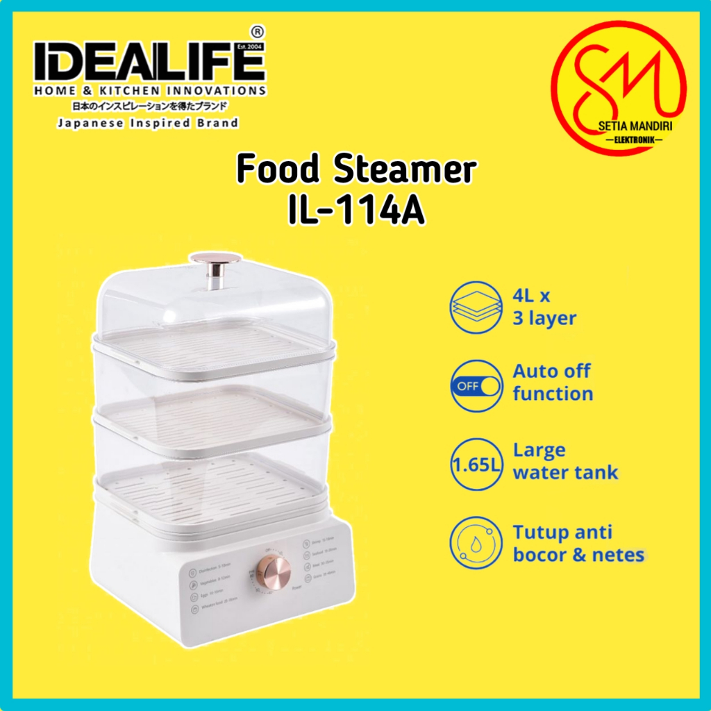 Jual IDEALIFE Food Steamer Pengukus Makanan Tiga Tingkat 3 layer Tipe ...