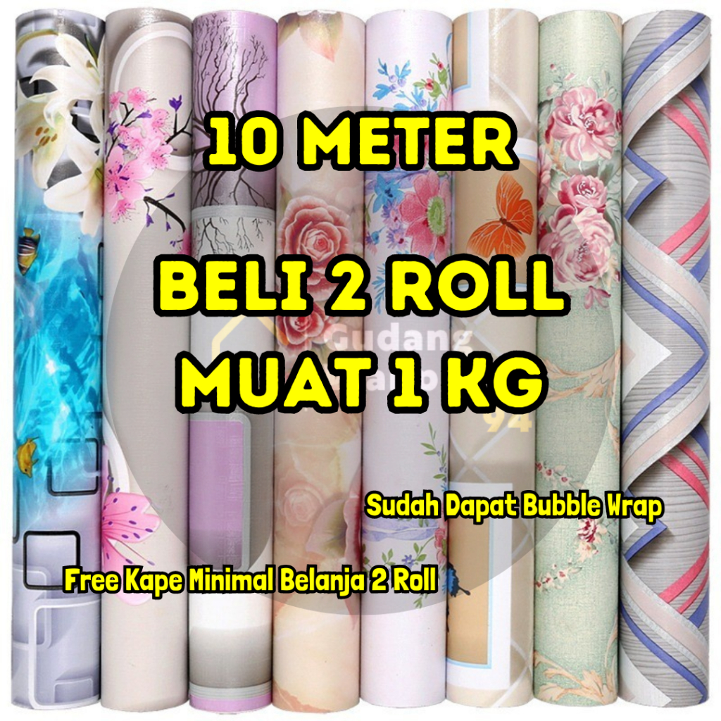 Jual (PROMO) 10 M Gudang Walpaper Sticker Dinding kamar Anti Air Murah ...