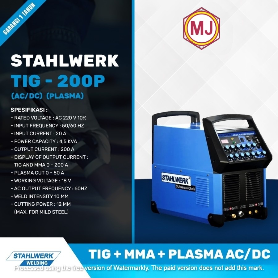 Jual Stahlwerk Tig-200P AC/DC Plasma Mesin Las Argon TIG AC/DC+Plasma ...
