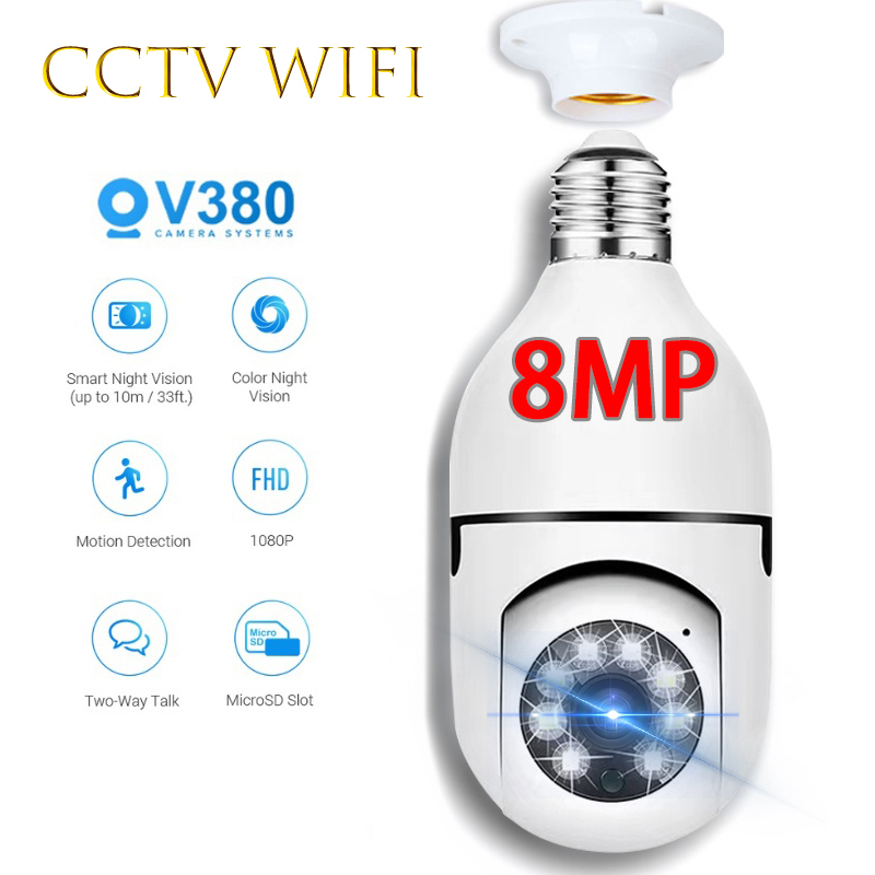 Jual V380 Pro CCTV IP Kamera / Kamera cctv Bulb HD 8MP Wifi Lampu 360 ...