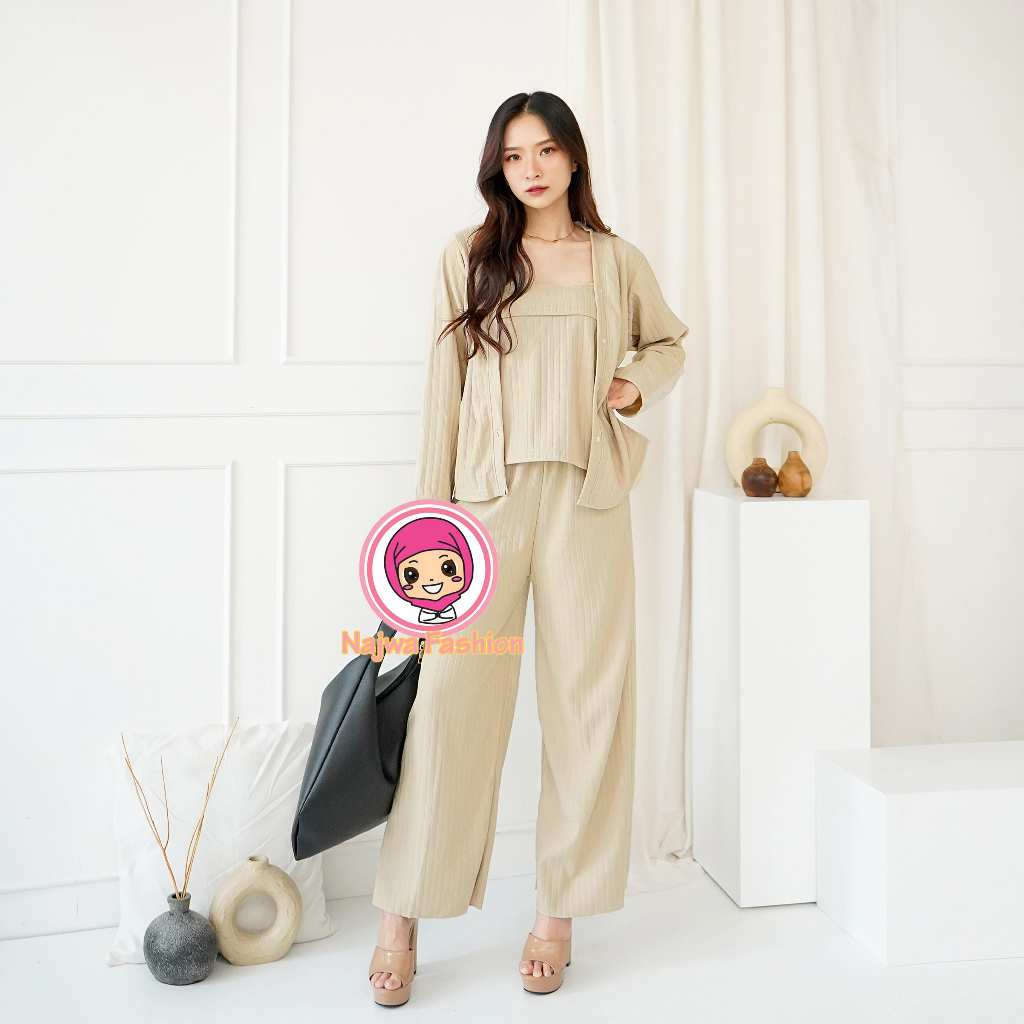Jual NAJWA - SETELAN WANITA 3 IN 1 SEYA HORNET KNIT PREMIUM 45 | Shopee Indonesia