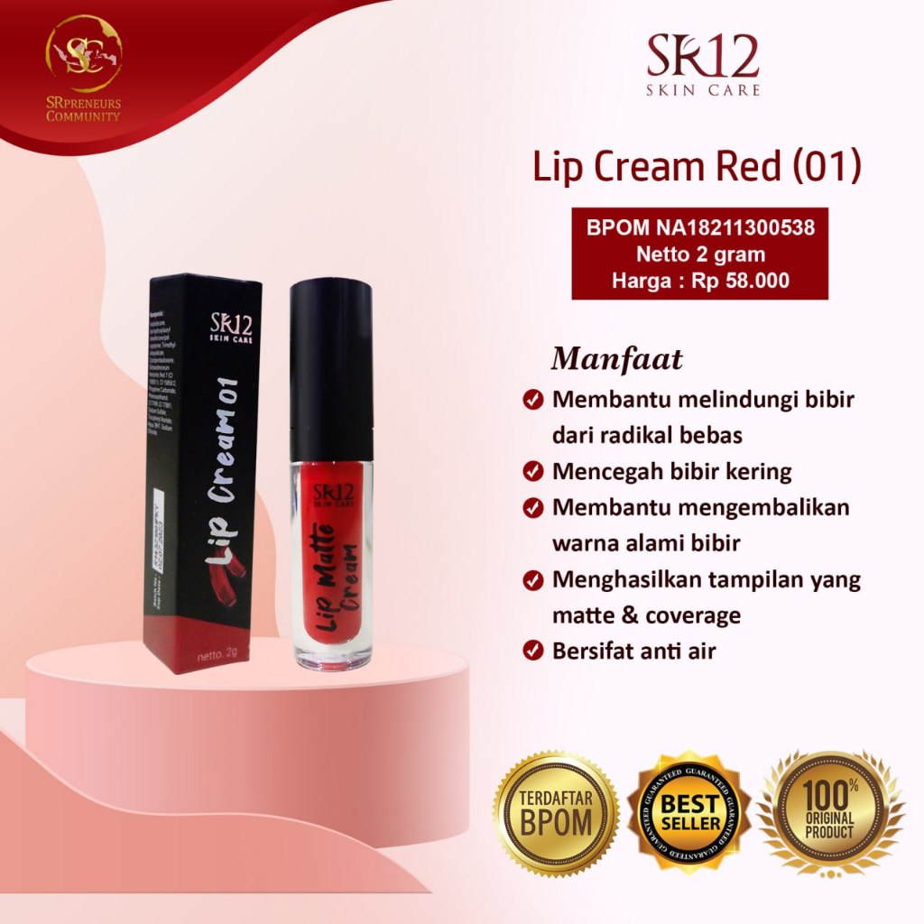Jual SR12 Skincare Lip Matte Cream Kosmetik Lipstik Pelembab Dan Pewarna Bibir | Shopee Indonesia