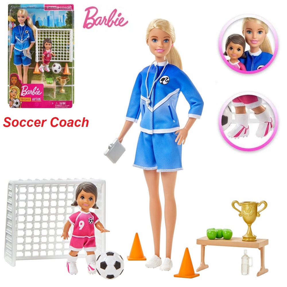 Jual Mattel Barbie Soccer Coach Playset GLM47 Doll Mainan Boneka Anak ...