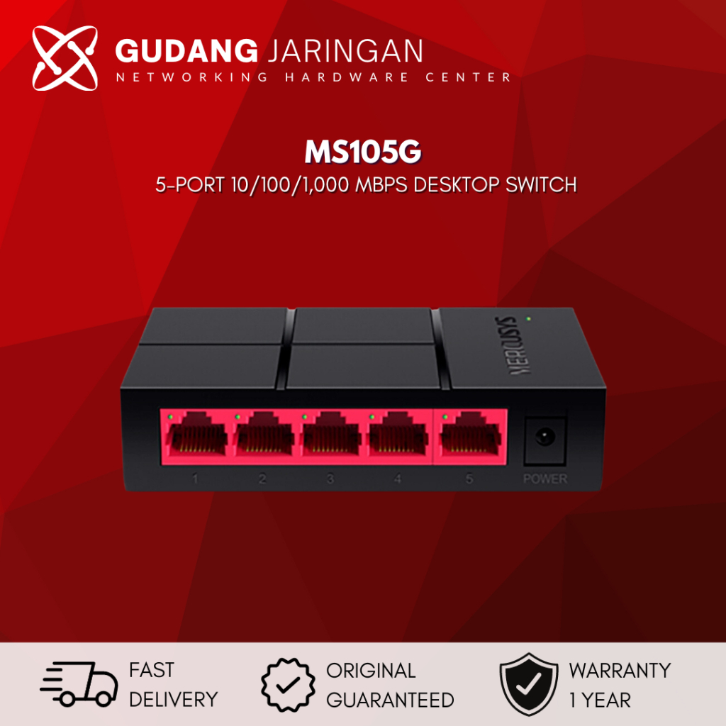 Jual MERCUSYS MS105G 5 PORT 10/100/1000MBPS GIGABIT DESKTOP SWITCH HUB ...