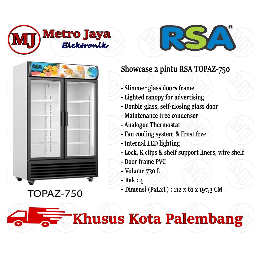 Jual RSA Topaz-750 Showcase Minuman Display Cooler Topaz 750 730 Liter 8rak | Shopee Indonesia