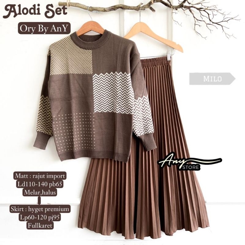 Jual ALODI SET BY ANY SETELAN RAJUT PREMIUM OVERSIZE DAN ROK PLISKET ...