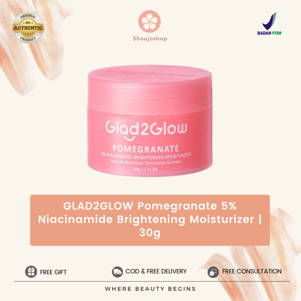 Jual Glad2glow Pomegranate 5 Niacinamide Brightening Moisturizer 30g