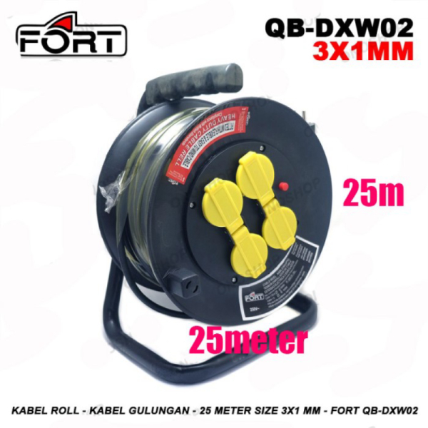 Jual Kabel Roll 25 meter FORT QB-DXW02- Kabel Gulungan - 25m Size 3x1 ...