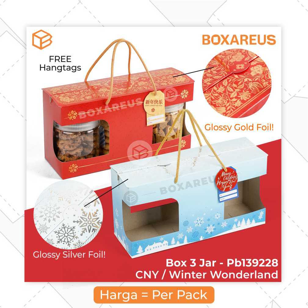 Jual Box Toples Tabung Packaging Hampers Kemasan 3 Jar Silinder ...
