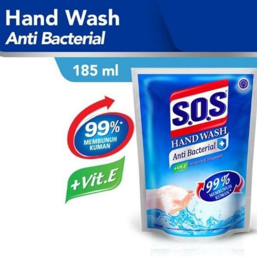 Jual SOS Hand Wash Antibacterial Refill 185 ml sabun cuci tangan ...
