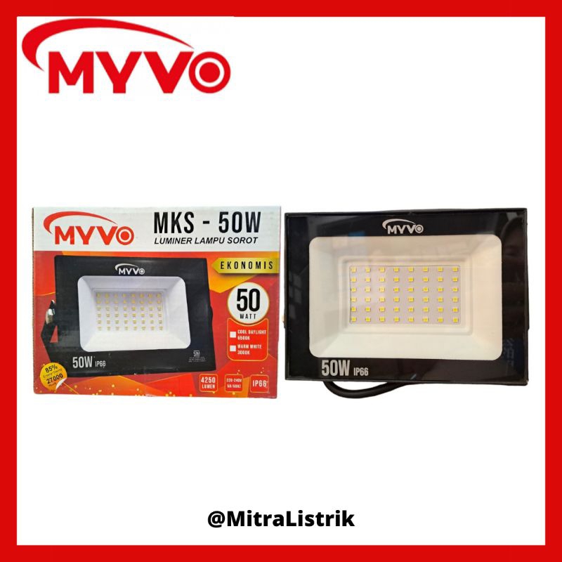 Jual LAMPU SOROT / KAP LED 50W 6500K COOL DAYLIGHT (PUTIH) - MYVO | Shopee Indonesia