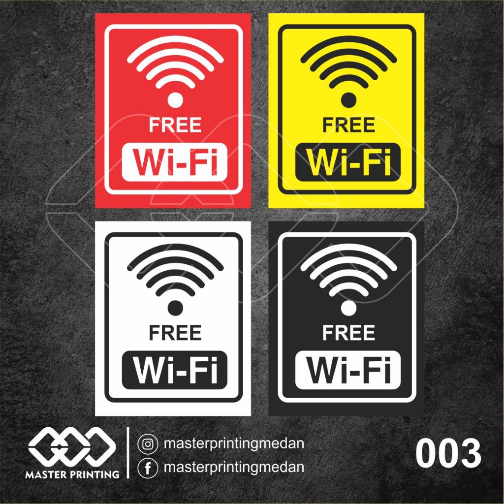 Jual 003 - Stiker Free Wifi (Wifi Gratis), Sticker Vinyl, Premium ...