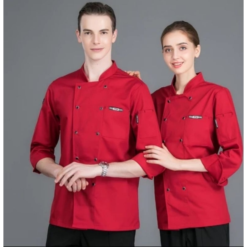 Jual Seragam Koki Chef uniform Kemeja Koki Kemeja Chef Jacket Unisex ...