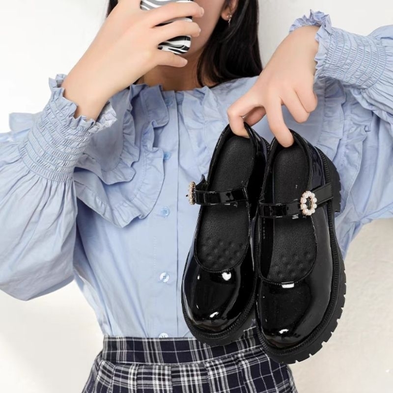 Jual Marry Jane Shoes Wanita Sepatu Docmart Pearl Cewek Kasual Korean ...
