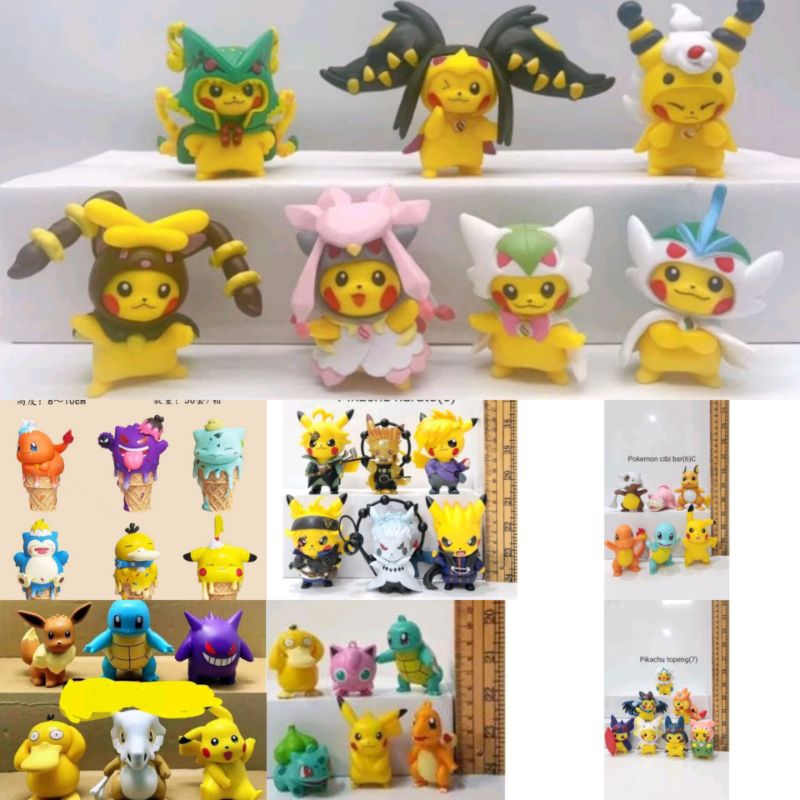 Jual figure set 6 pokemon pikachu charmender naruto bulbasaur squirtle ...