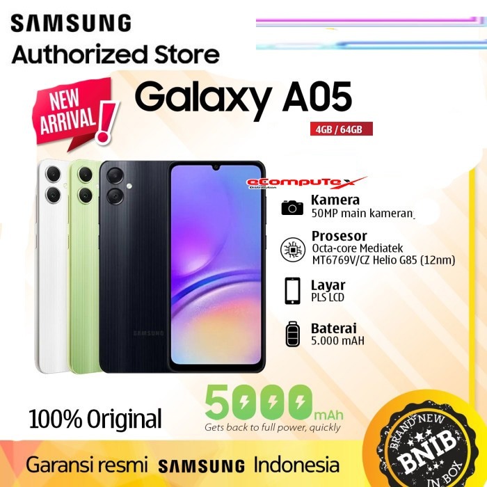 Jual SAMSUNG GALAXY A05 4/64GB SMARTPHONE ANDROID FAST CHARGE ORIGINAL GARANSI RESMI | Shopee ...