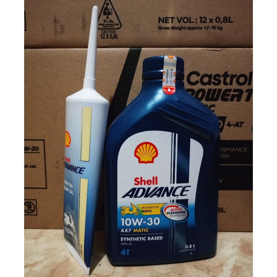 Jual PAKET HEMAT OLI MESIN SHELL ADVANCE AX7 SCOOTER MATIC 10W-30 800ML ...