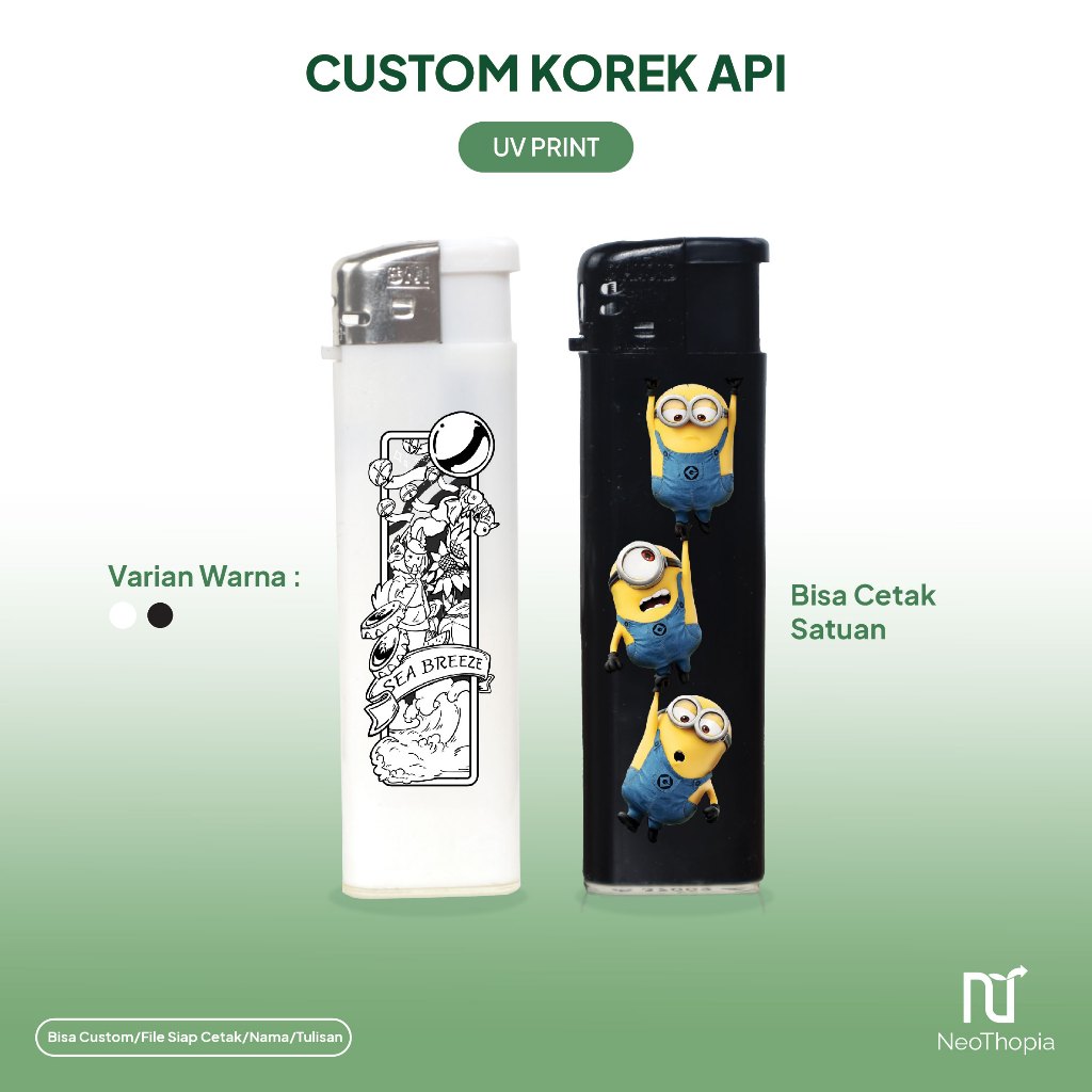 Jual Korek Api Gas Custom Mancis Cetak Print UV Cetak Nama Logo ...