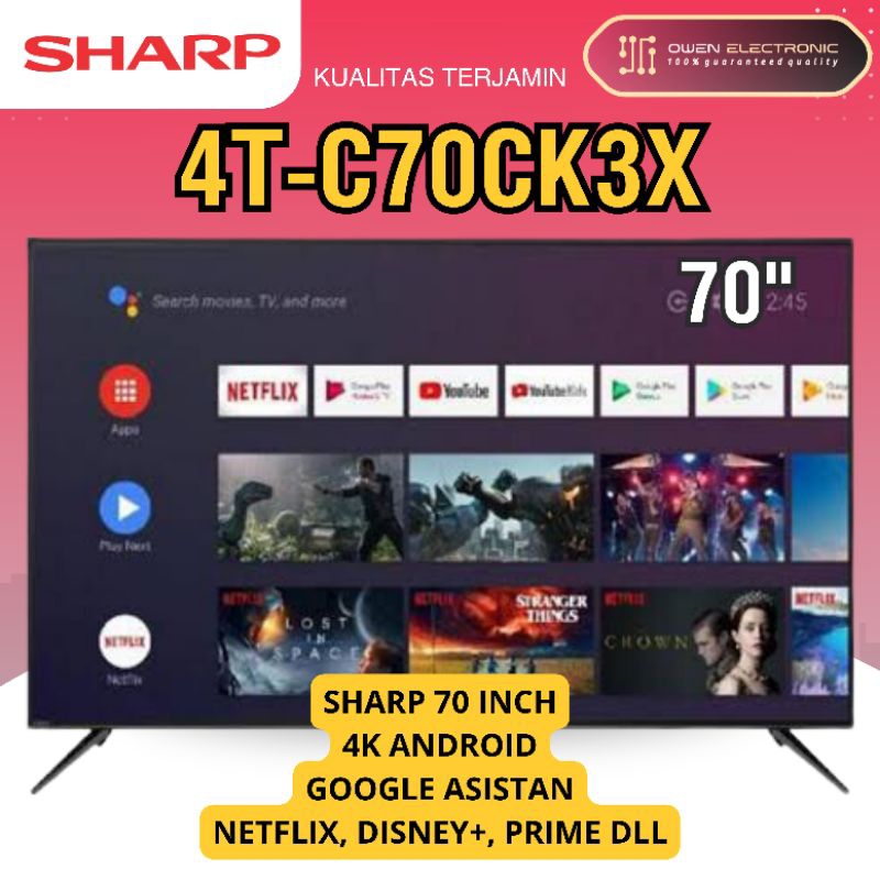 Jual SHARP LED TV 4T-C70CK3X LED TV 70 INCH 4K UHD ANDROID TV SHARP 70CK3X - 70CK3X 70 | Shopee ...
