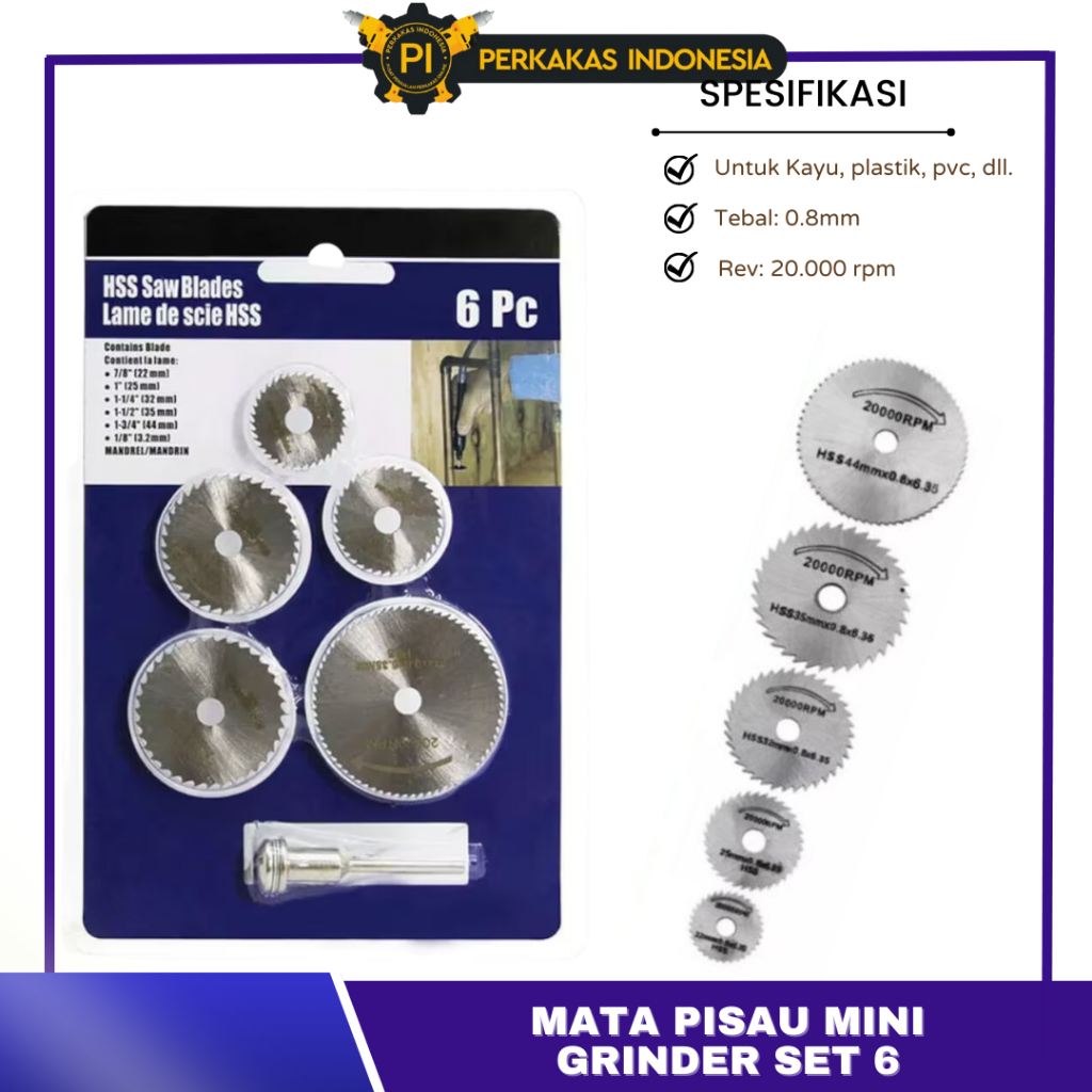 Jual TAFFWARE Mata Pisau Mini Grinder SET 6 Pcs Mata Bor Mini Gerinda ...