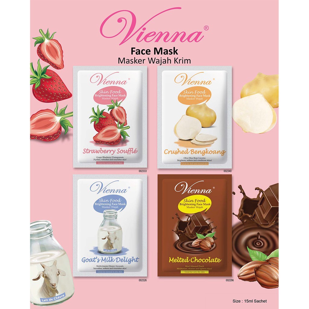 Jual * FELIZ * VIENNA Skin Food Brightening Face Mask Sachet | Shopee ...