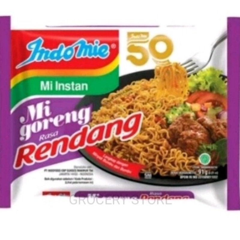 Jual Indomie Goreng Rendang 91gr - Mie instan goreng Rendang (Satuan ...