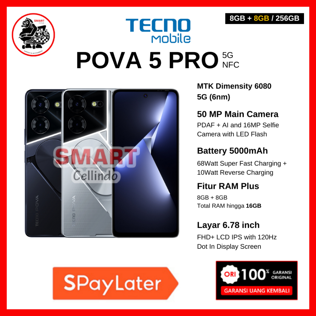 Jual HP TECNO POVA 5 PRO 5G NFC 8/256GB (Garansi Resmi TECNO 1 Tahun ...