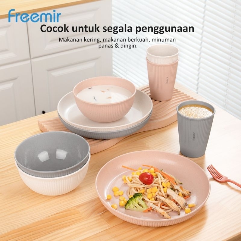 Jual Big promo alat makan kombinasi freemir 100% Piring Mangkok Gelas ...