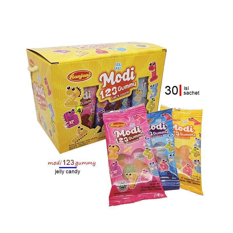 Jual Permen Ranjani Modi 1 2 3 Gummy Let's Count 150 gram 1 Dus isi 30 ...