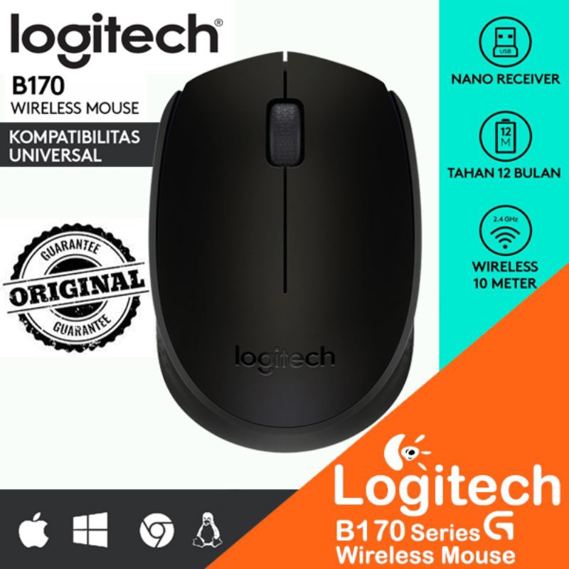 Jual Logitech B170 Mouse Wireless untuk Windows, Mac, Linux dan ...