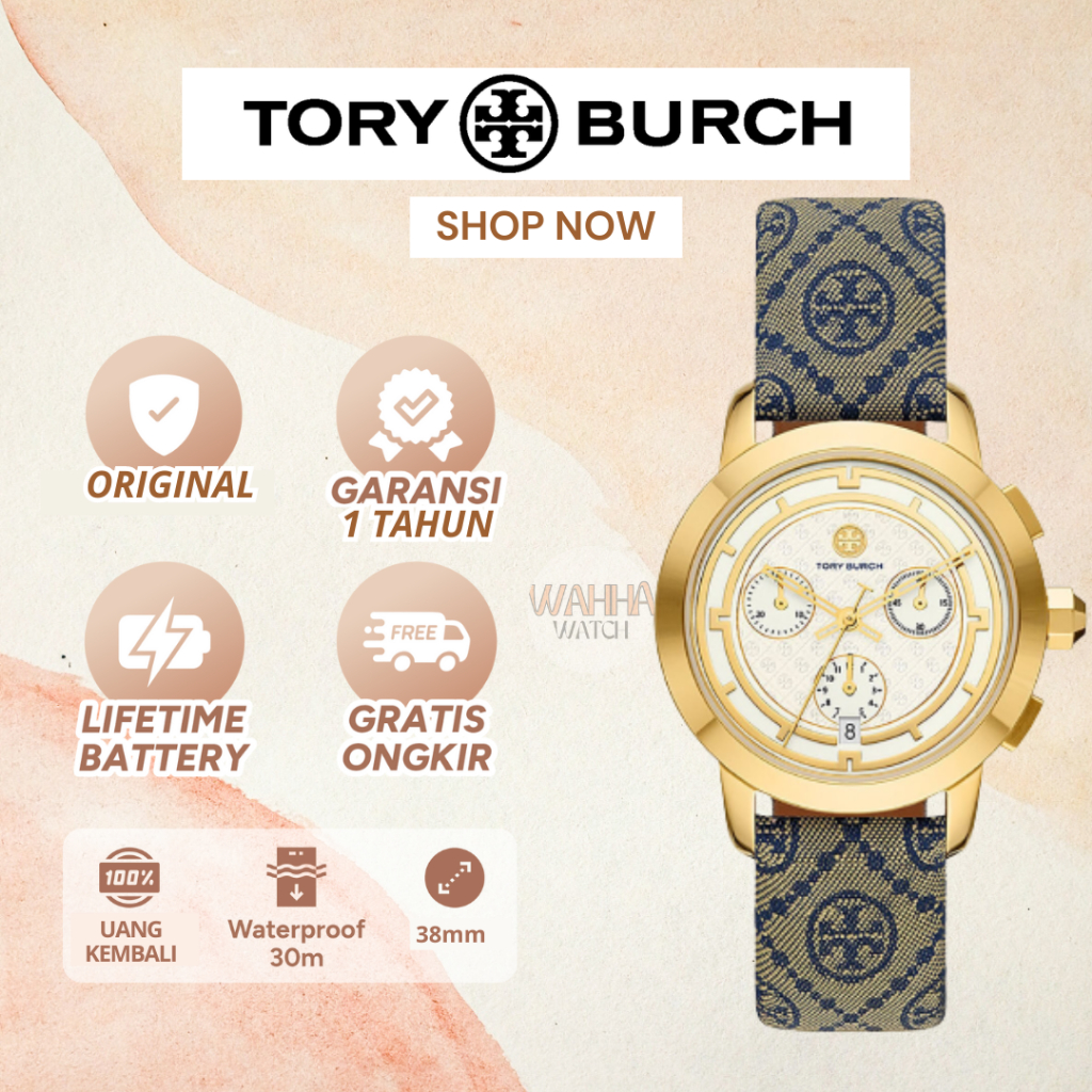 Jual Jam Tangan Wanita Tory Burch TBW1035 / TBW 1035 T Monogram Navy ...