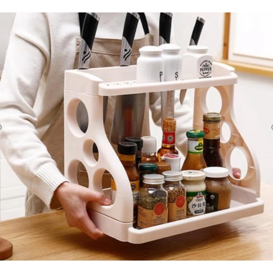 Jual Rak bumbu dapur serbaguna 2 tingkat/rak dapur 2 susun/rak plastik ...