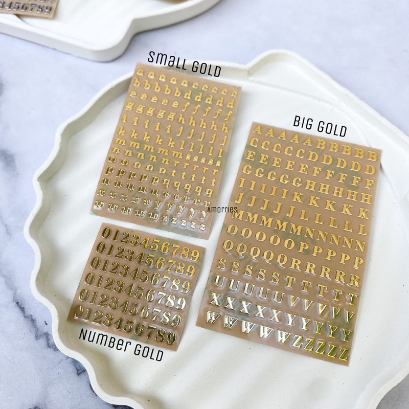 Jual DIY sticker huruf gold silver rosegold alphabet Emas abjad resin ...
