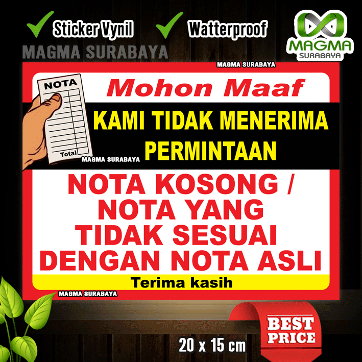 Jual Stiker tidak menerima NOTA KOSONG -toko - warung - usaha - nota ...
