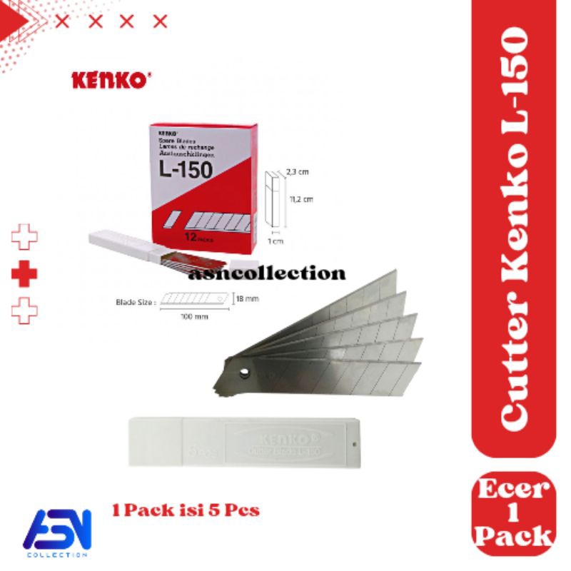 Jual (KENKO) ISI CUTTER / KATER / CUTER BESAR L-150 | 5 PCS | ISI ULANG ...
