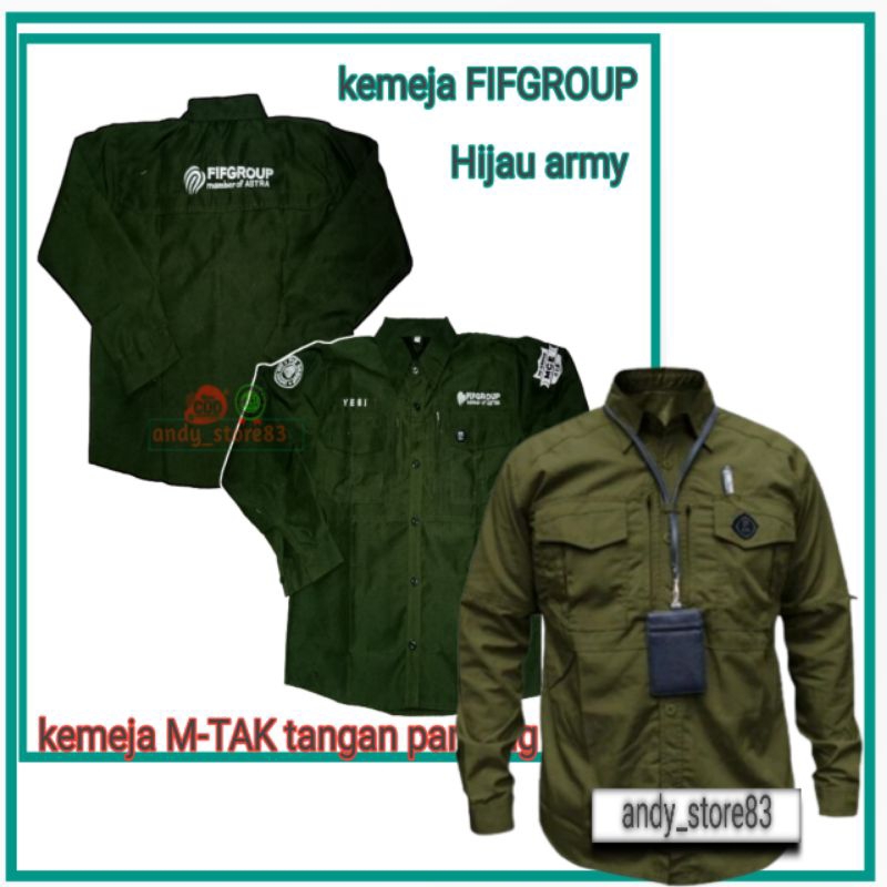 Jual kemeja FIFGROUP warna hijau army// M-TAK | Shopee Indonesia