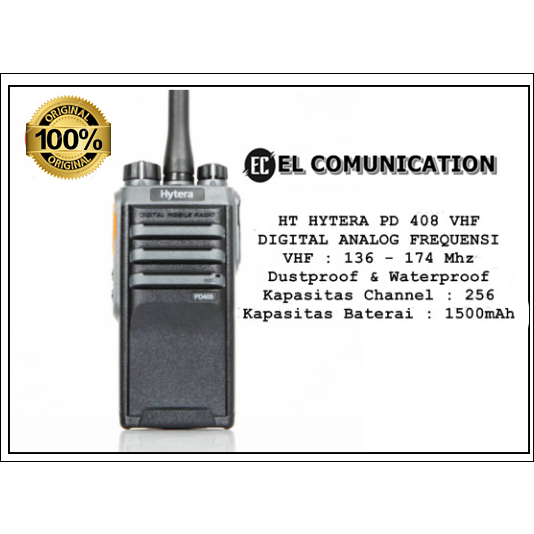 Jual JUAL HT Hytera PD408 VHF Handy Talky Digital Analog PD 408 PD408 WATERPROOF | Shopee Indonesia
