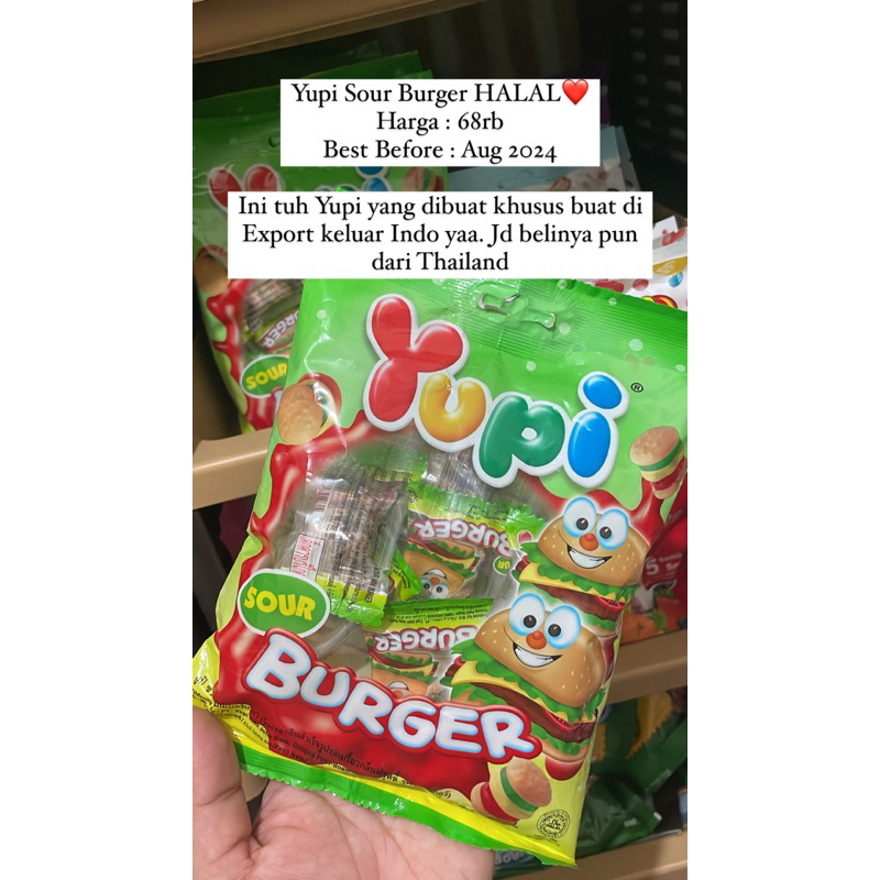 Jual YUPI Sour Burger Mini HALAL (Export Product) | Shopee Indonesia