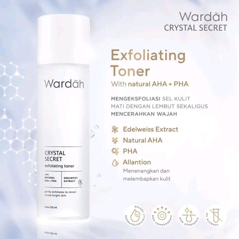 Jual WARDAH crystal series exfoliating toner with Natural AHA+PHA 125ml | Shopee Indonesia