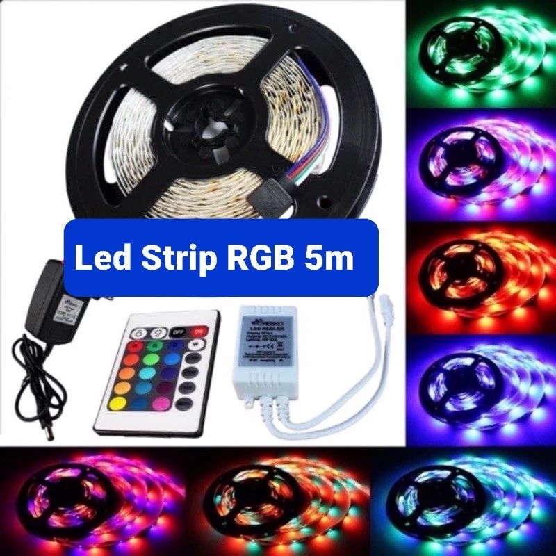 Jual LAMPU HIAS LED STRIP RGB 2835 3528 WARNA WARNI IP44 5M DC 12V 5M ...