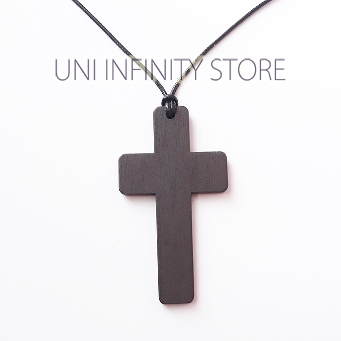 Jual JWNE0138 Kalung Kulit Tali Korea Salib Kayu Pria Wanita Big Wooden ...