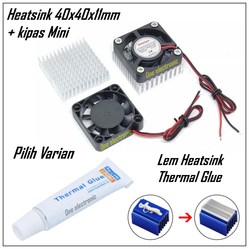 Jual kipas DC 12V Plus Heatsink 40x40x11mm Lem Aluminium Pendingin ...