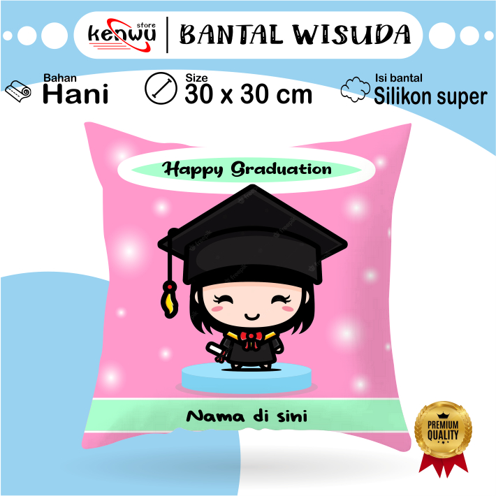 Jual Kenwustore Bantal Wisuda Cewek 30x30 cm - Bantal Custom - Kado ...