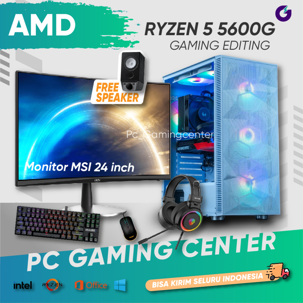 Jual PC Gaming Editing Live Streaming Ryzen 5 Ram 16GB SSD 512GB CPU ...