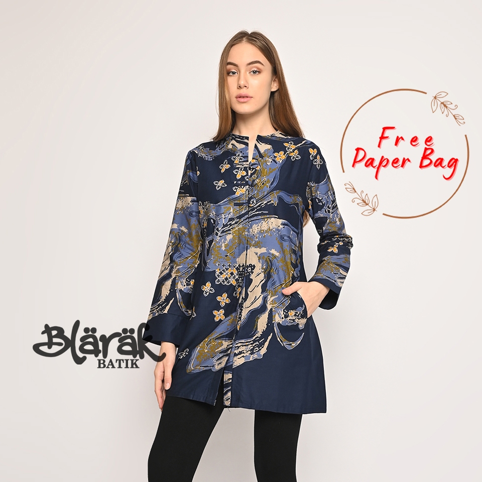 Jual BLARAK - Tunik Nirwasita Biru Kancing 3 | Shopee Indonesia
