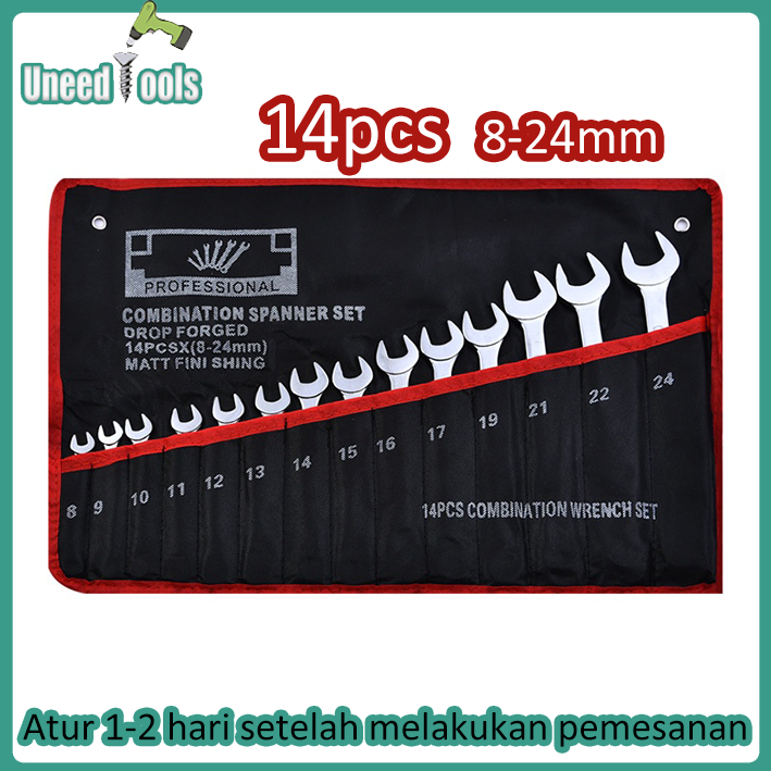 Jual UneedTools Kunci Ring Pas set 14 pcs 8-24mm kunci kombinasi ...
