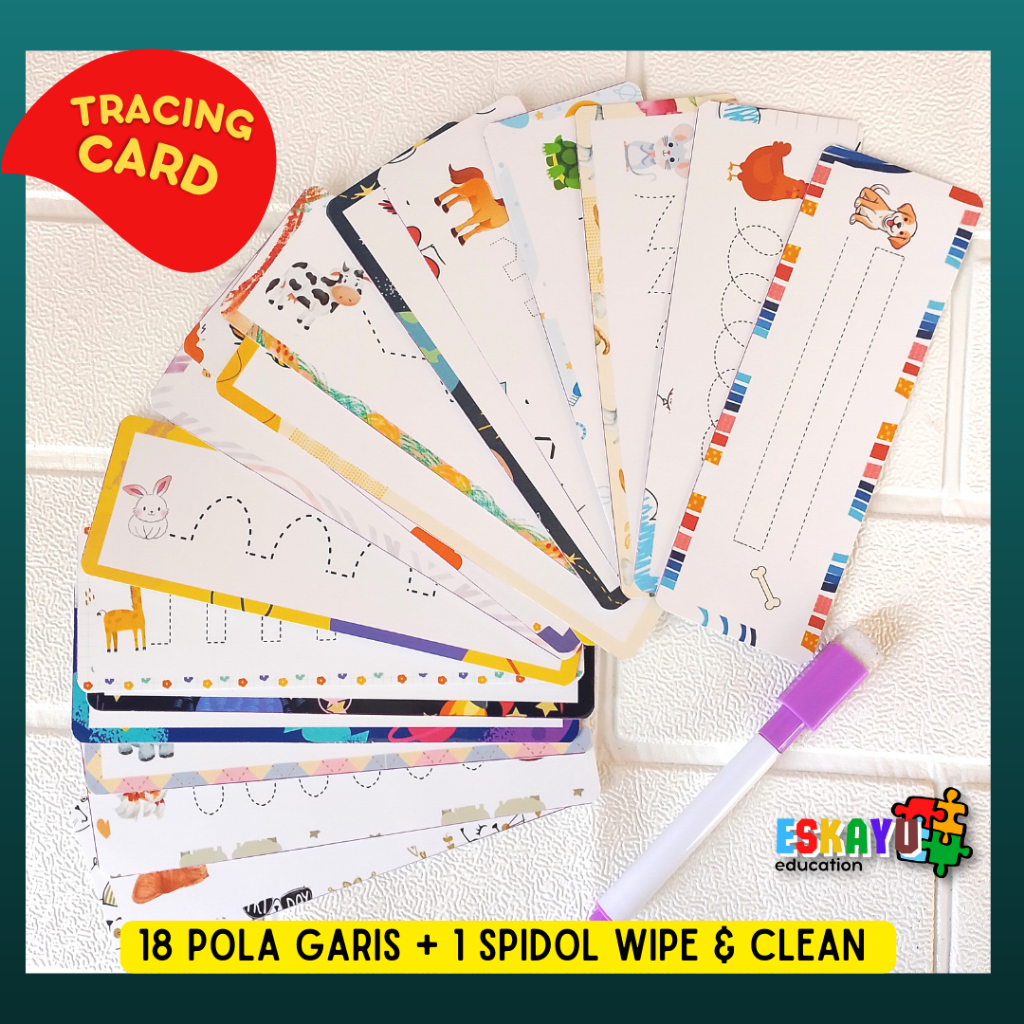 Jual Tracing Card Wipe & Clean 18 Kartu Pola Gratis Spidol / Menulis ...